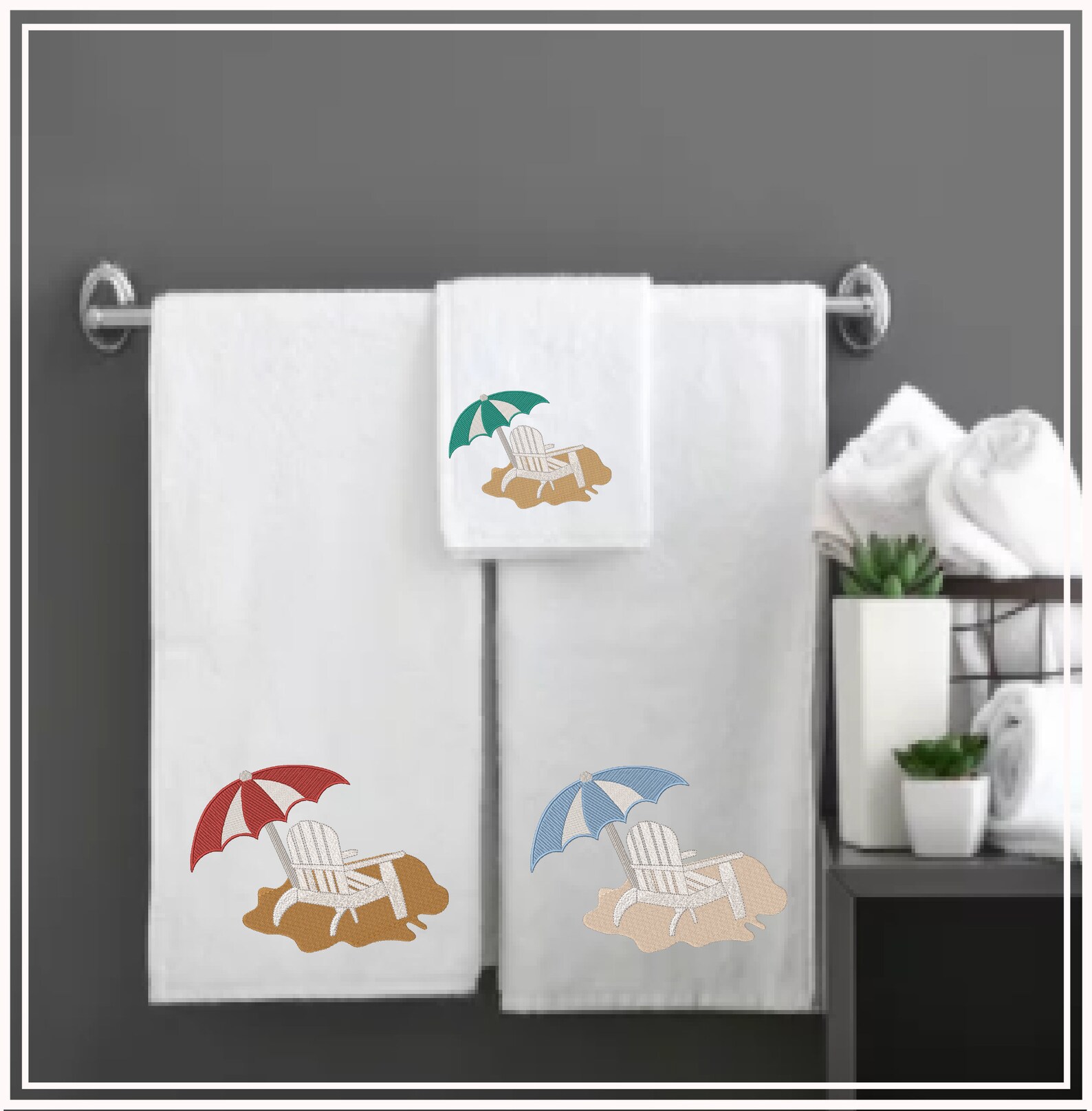 Beach Scene Machine Embroidery Design, Summer Embroidery Design, Beach ...