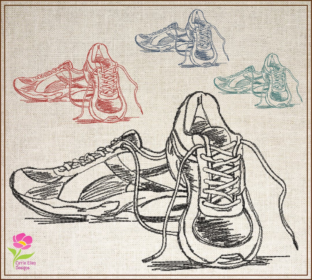 Sneakers Machine Embroidery Design, Running Shoes Embroidery Pattern ...