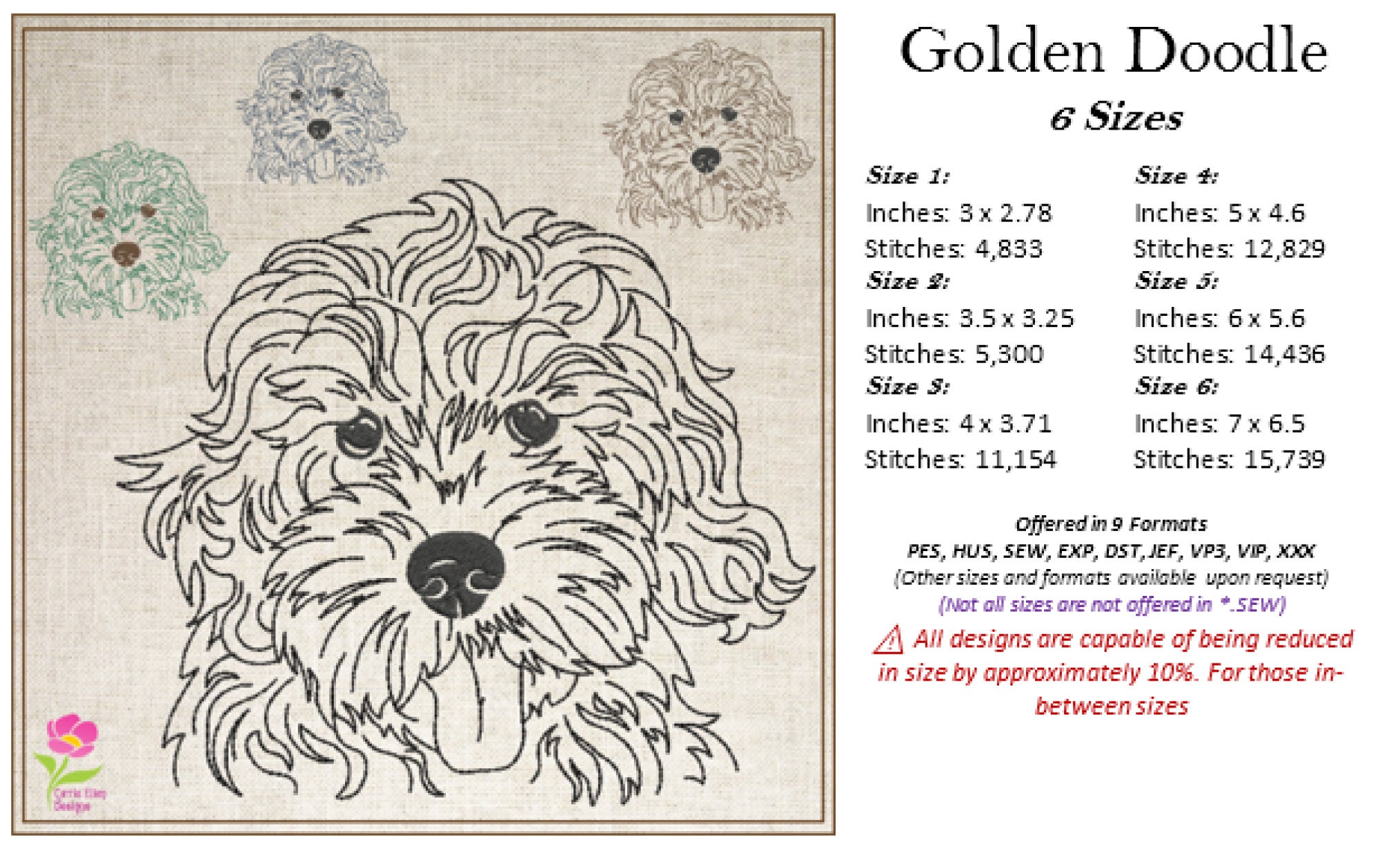 Golden Doodle Machine Embroidery Design Bundle Pet - Etsy