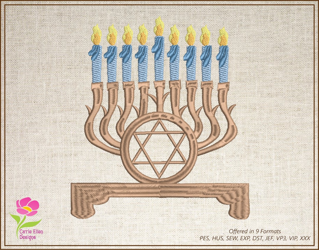 Chanukah Menorah Machine Embroidery Design, Menorah Candles Design ...