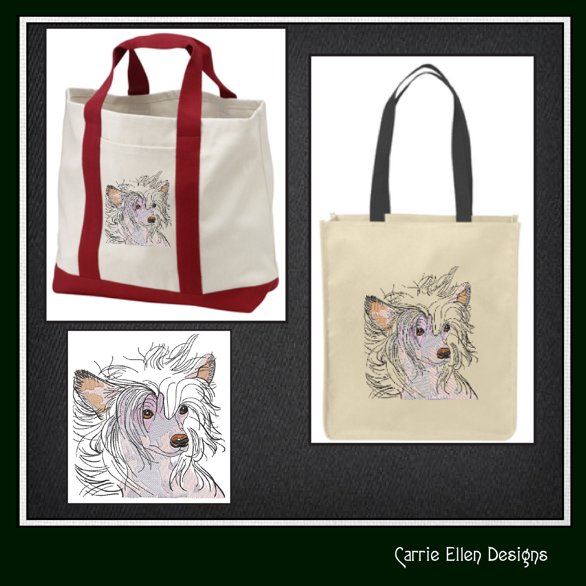 Chinese Crested Machine Embroidery Design, Toy AKC Dog Breed, Dog Lover ...