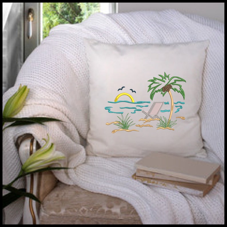 Beach Scene Machine Embroidery Design Summer Embroidery - Etsy