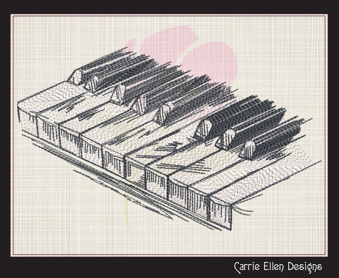 Piano Keyboard Embroidery, Musical Instrument Machine Embroidery Design ...