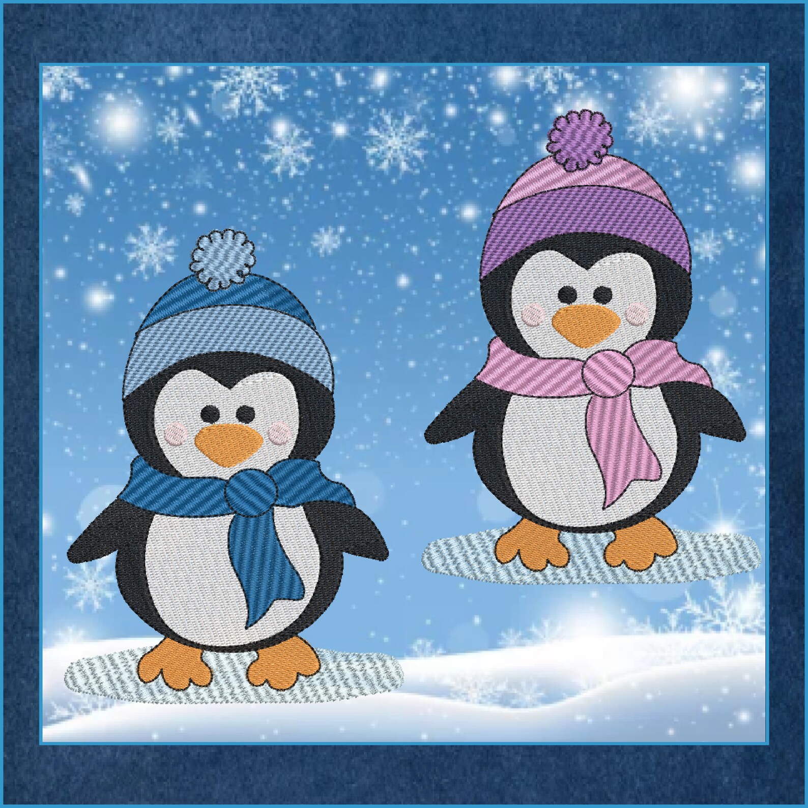 Penguin Machine Embroidery Design, Penguin on an Icy Pond Design ...