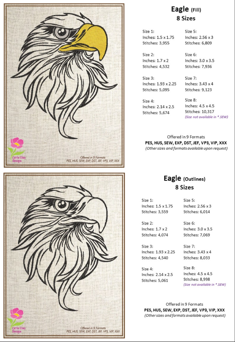 Eagle Machine Embroidery Design American Bald Eagle Machine - Etsy