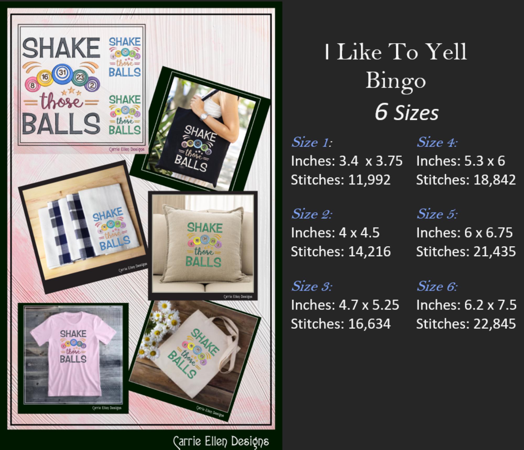 Bingo Machine Embroidery Design, Sometimes I Like to Yell Bingo Funny ...