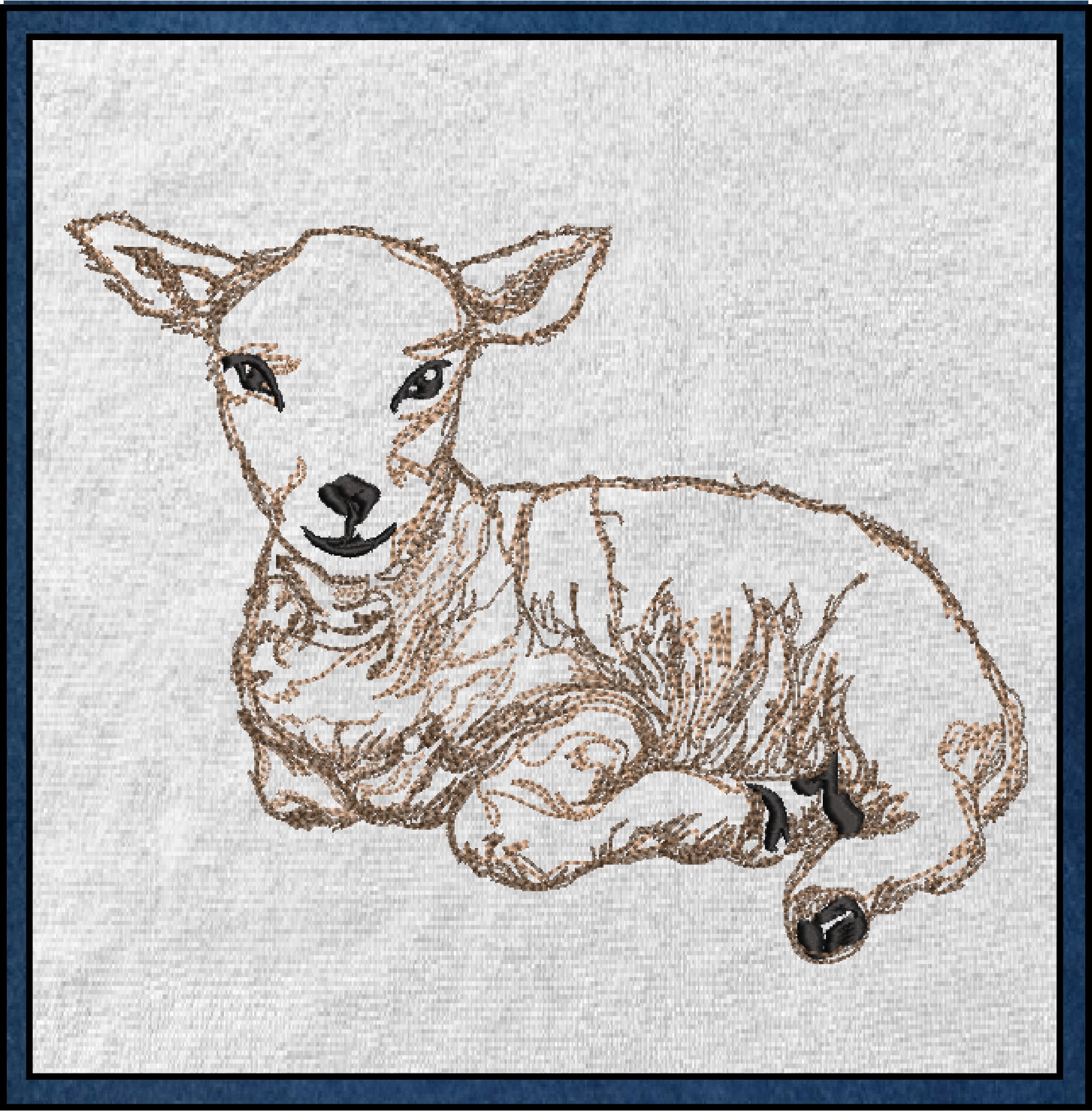 Little Lamb Machine Embroidery Sketch Design Farm Animal - Etsy