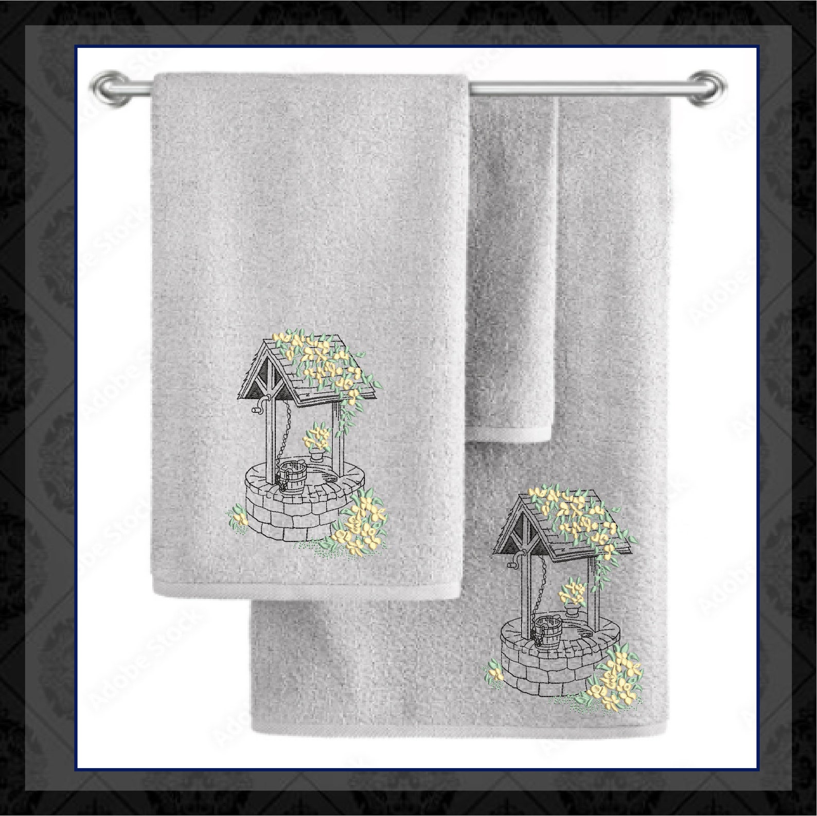 Wishing Well Machine Embroidery Design: Floral Line Art (6 Sizes ...