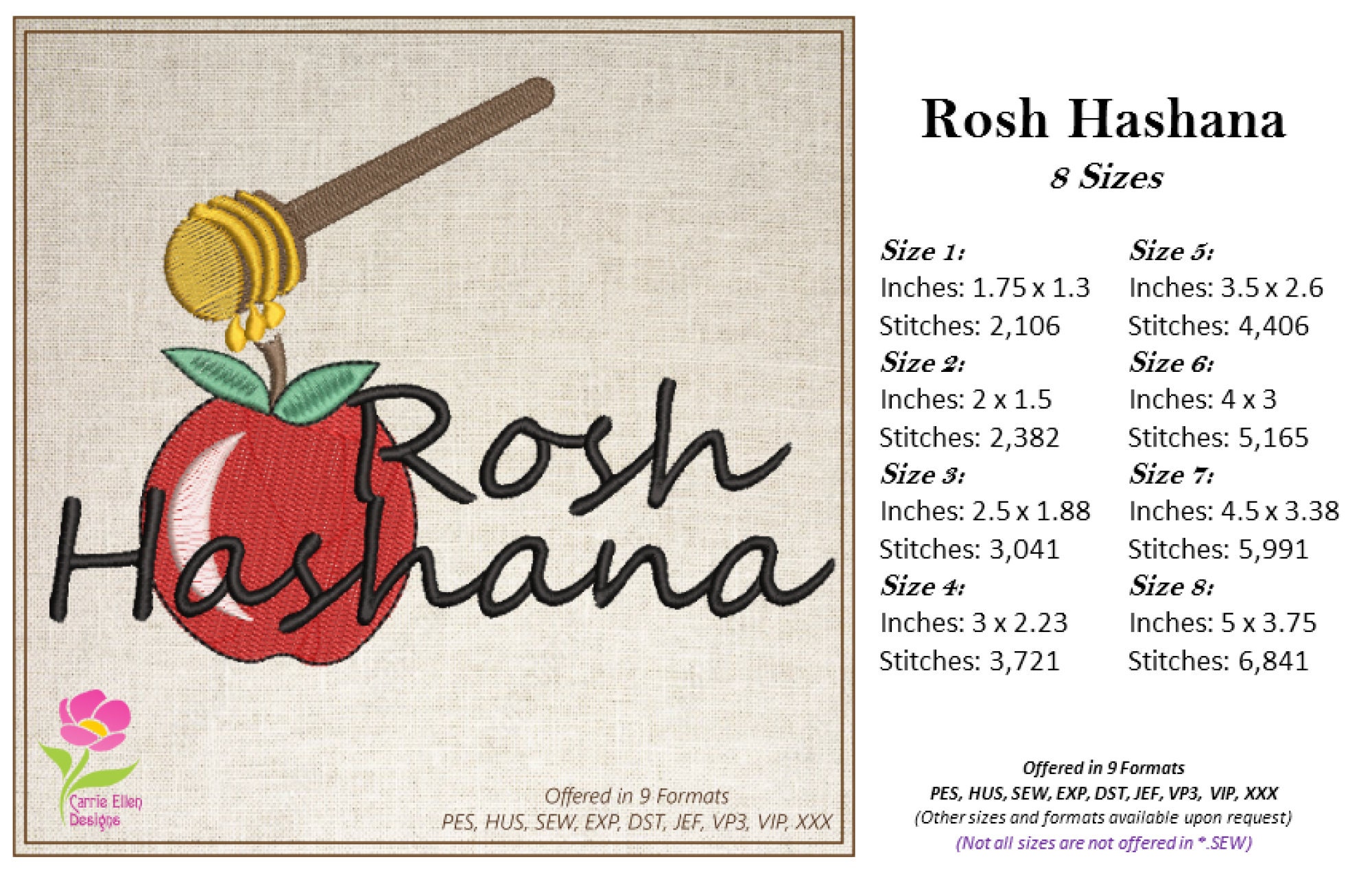 Rosh Hashana Machine Embroidery Design Shana Tova Jewish - Etsy