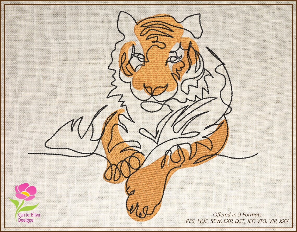 Tiger Machine Embroidery Design Animal Embroidery Tiger Line - Etsy