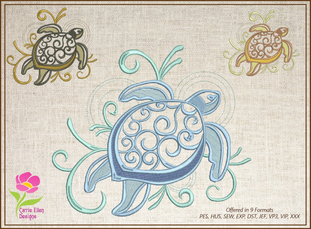 Sea Turtle Embroidery Design, Turtle Embroidery Design, Machine ...