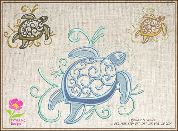 Sea Turtle Embroidery Design Turtle Embroidery Design - Etsy