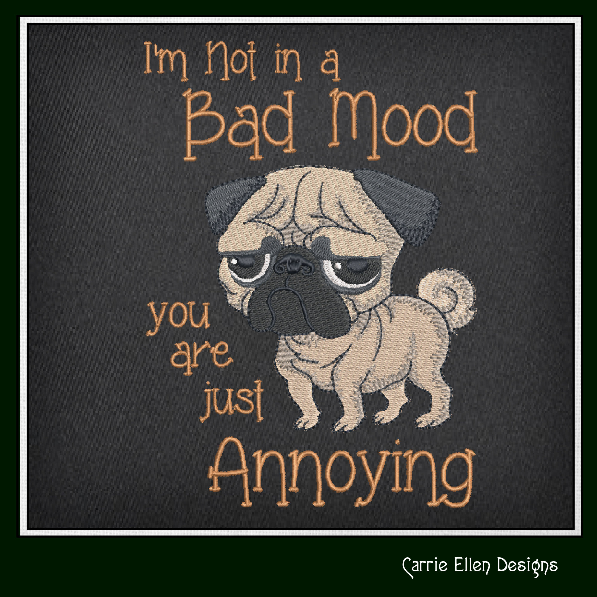 Grumpy Dog Machine Embroidery Design Im Not in a Bad Mood - Etsy