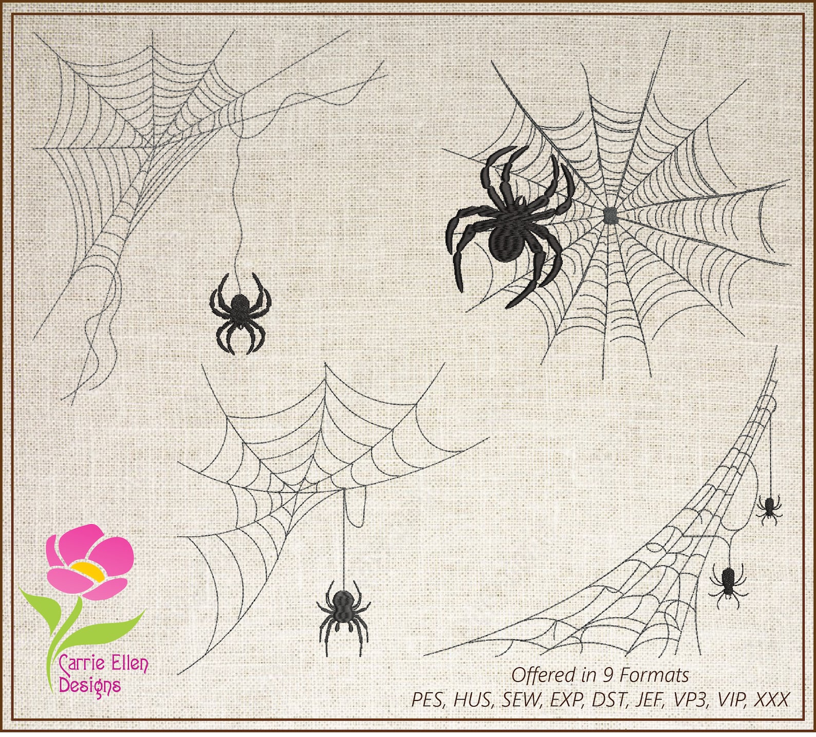 Spider in Web Machine Embroidery Design Bundle Black Spider - Etsy