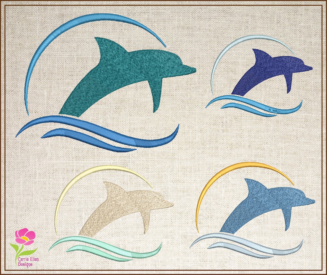 Dolphin Machine Embroidery Design, Bottlenose Dolphin Embroidery ...