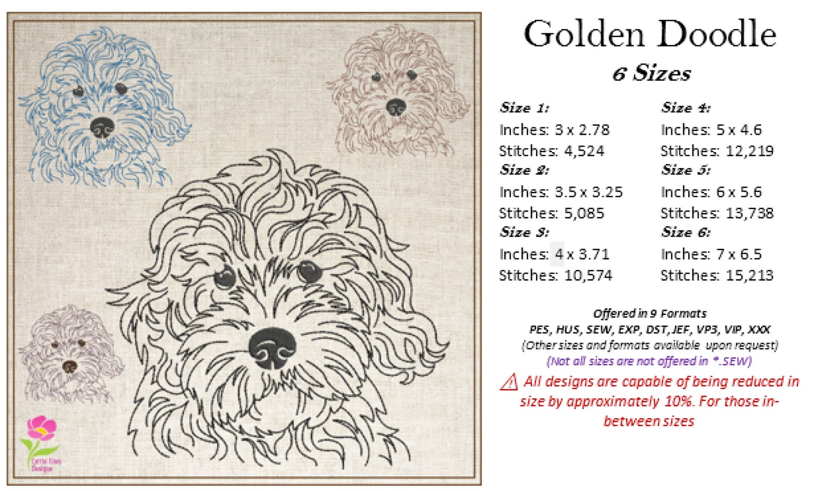 Golden Doodle Machine Embroidery Design Bundle Pet - Etsy