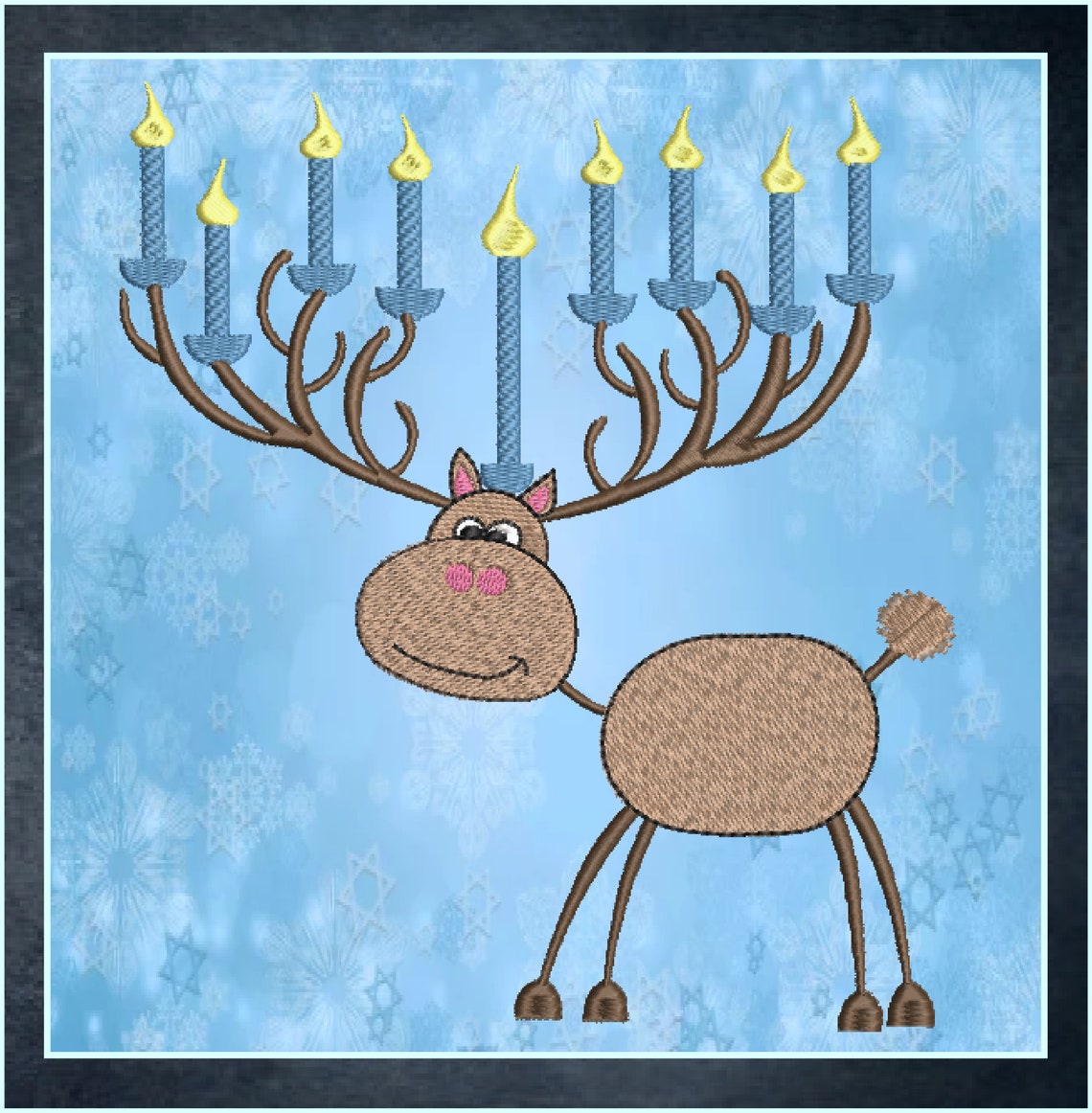 Chrismukkah Machine Embroidery Design, Hanukkah Reindeer Embroidery ...