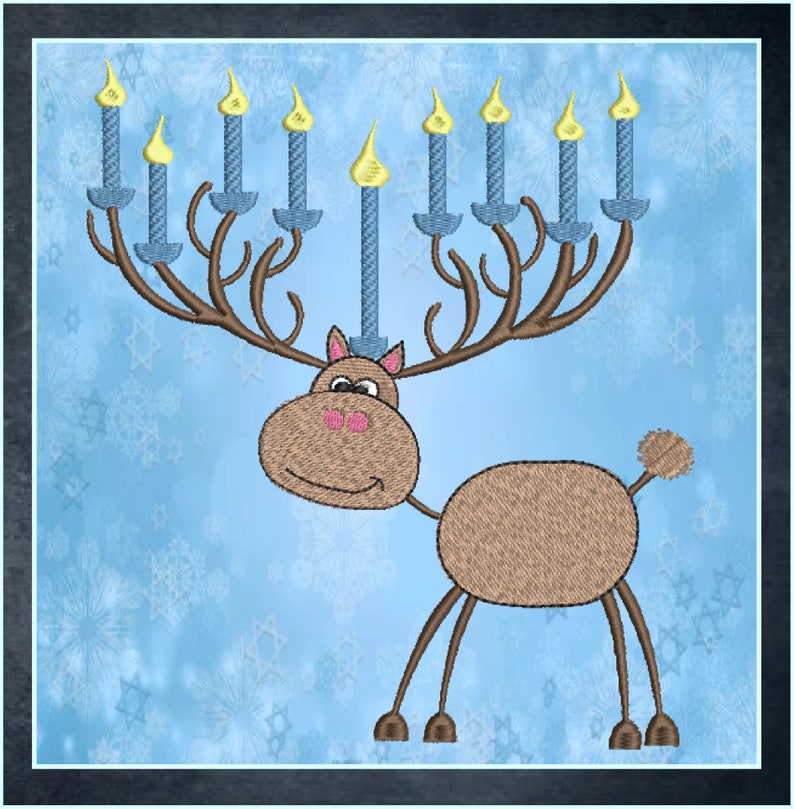 Chrismukkah Machine Embroidery Design, Hanukkah Reindeer Embroidery ...