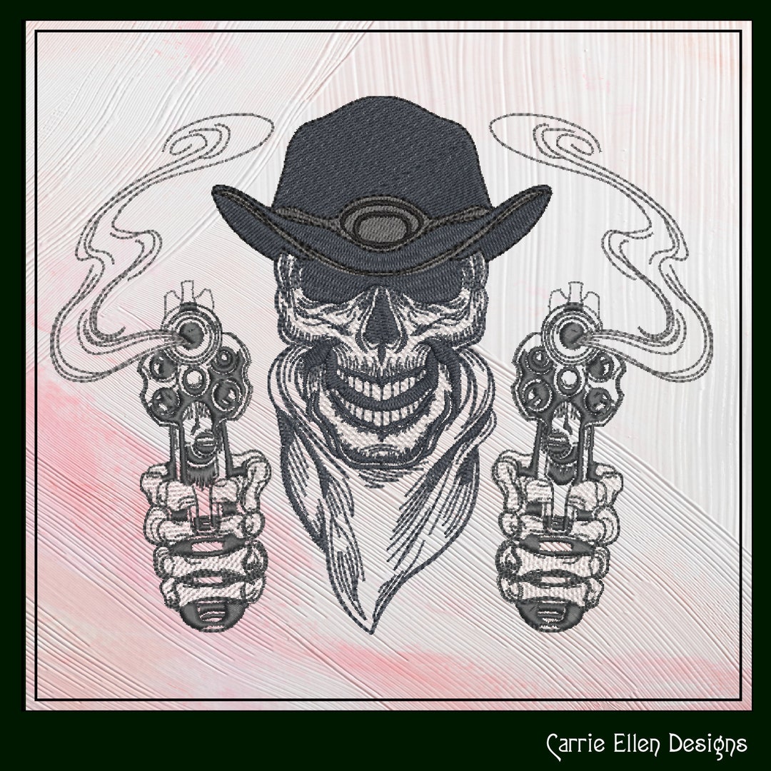 Cowboy Machine Embroidery Design, Wild West Smoking Gun Gunslinger ...