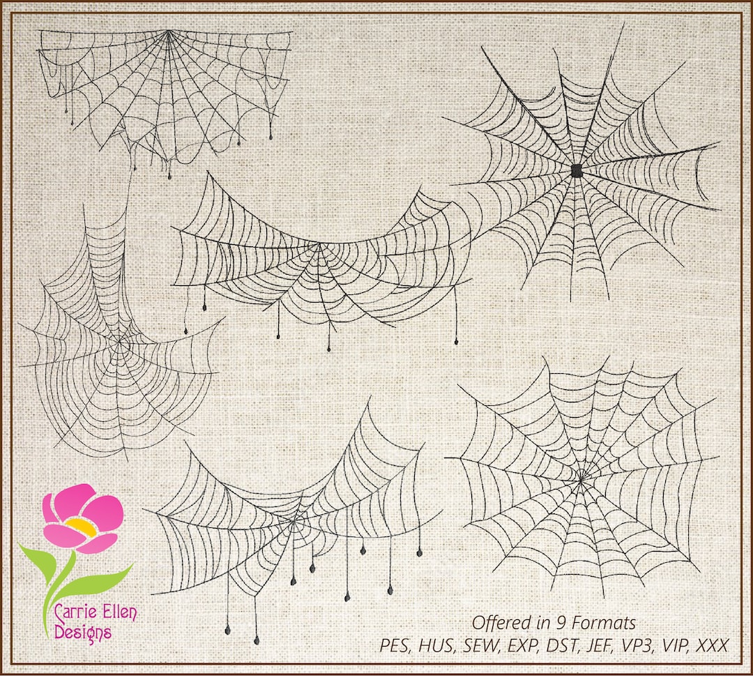 Spider Web Machine Embroidery Design Bundle, Black Spider Embroidery ...