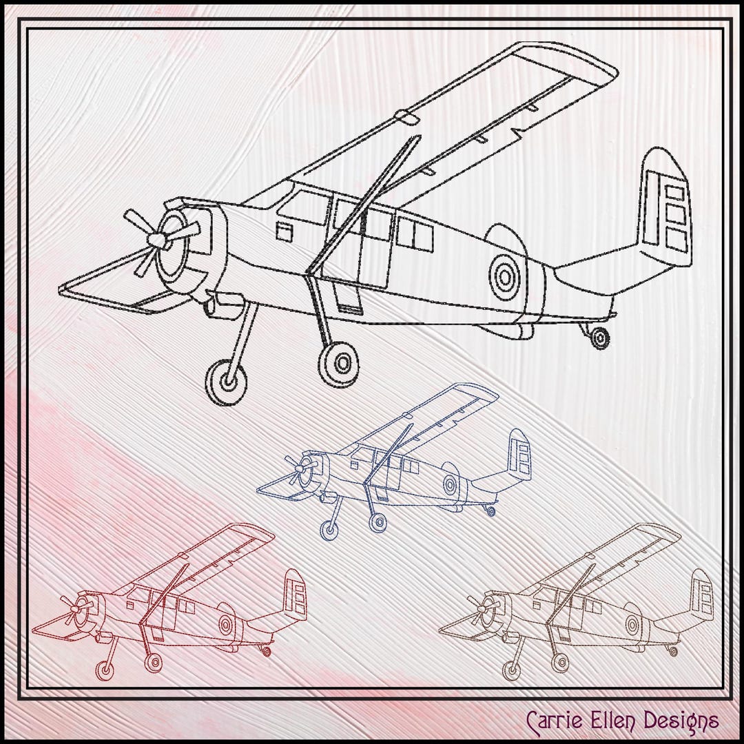 Prop Plane Machine Embroidery Design, Line Art Sketch, Airplane Pattern ...