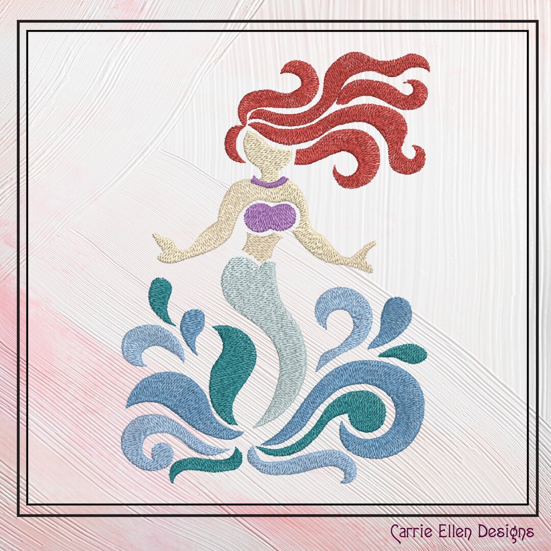 Mermaid Machine Embroidery Design, Mermaid Splash Silhouette, Sea Life ...