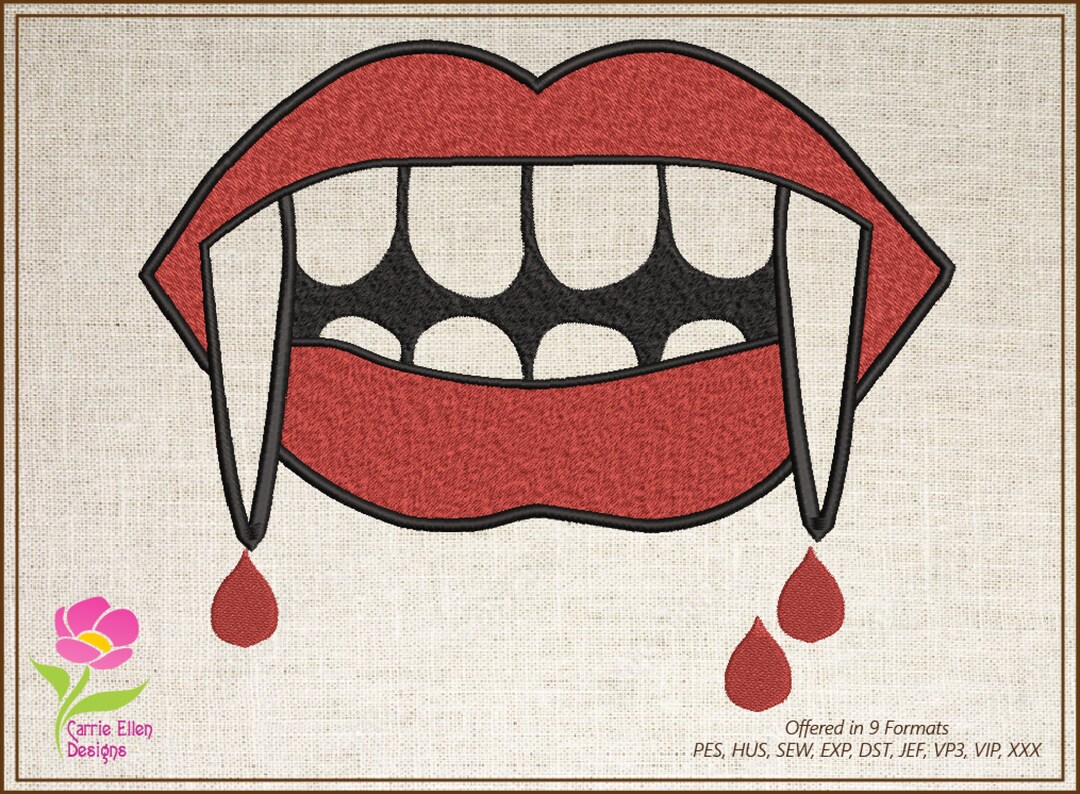 Bloody Vampire Fangs Embroidery Design Vampire Teeth Vampire - Etsy