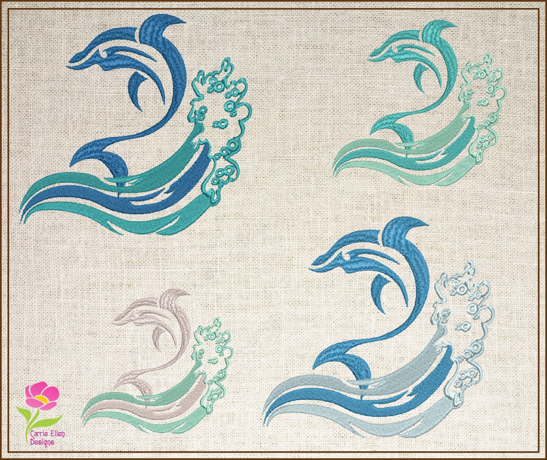 Dolphin Machine Embroidery Design, Bottlenose Dolphin Embroidery ...