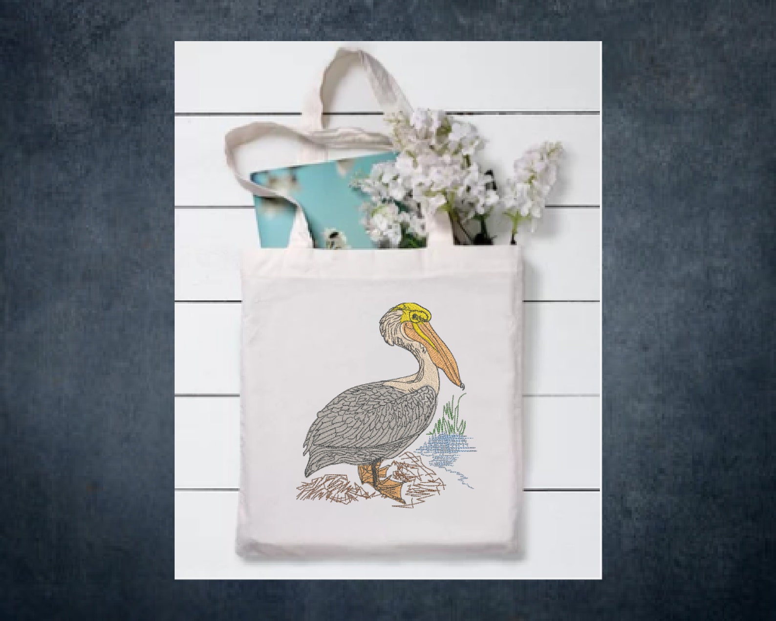 Pelican Machine Embroidery Design Custom Embroidery Pattern | Etsy