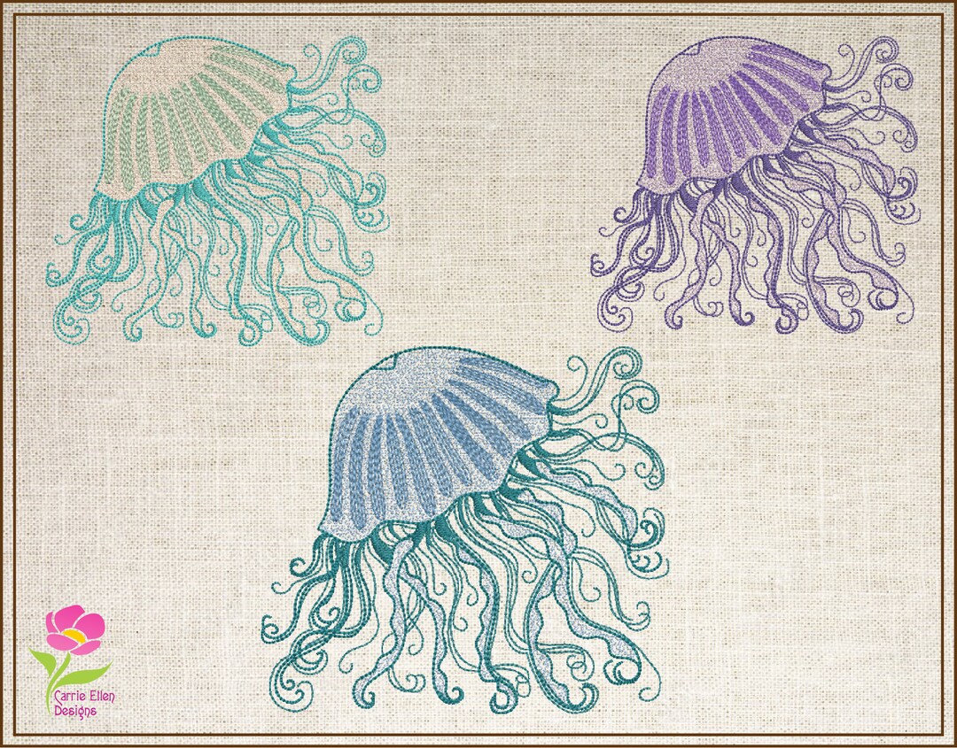Jellyfish Machine Embroidery Design. Marine Animal Machine Embroidery ...