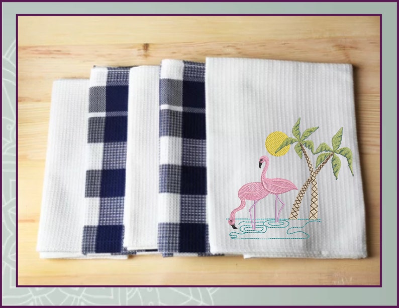 Wading Flamingos Machine Embroidery Design. Palm Tree and - Etsy