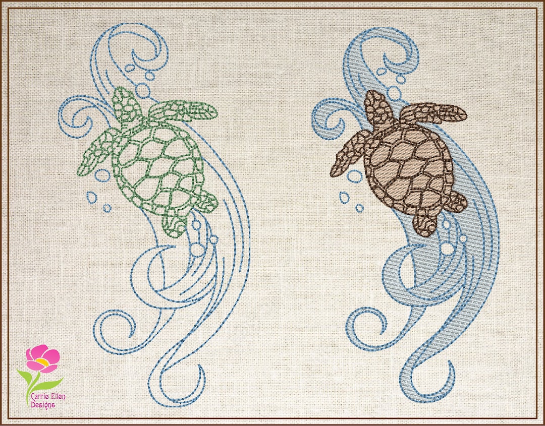 Sea Turtle Machine Embroidery Design, Animal Embroidery, Ocean Tortoise ...
