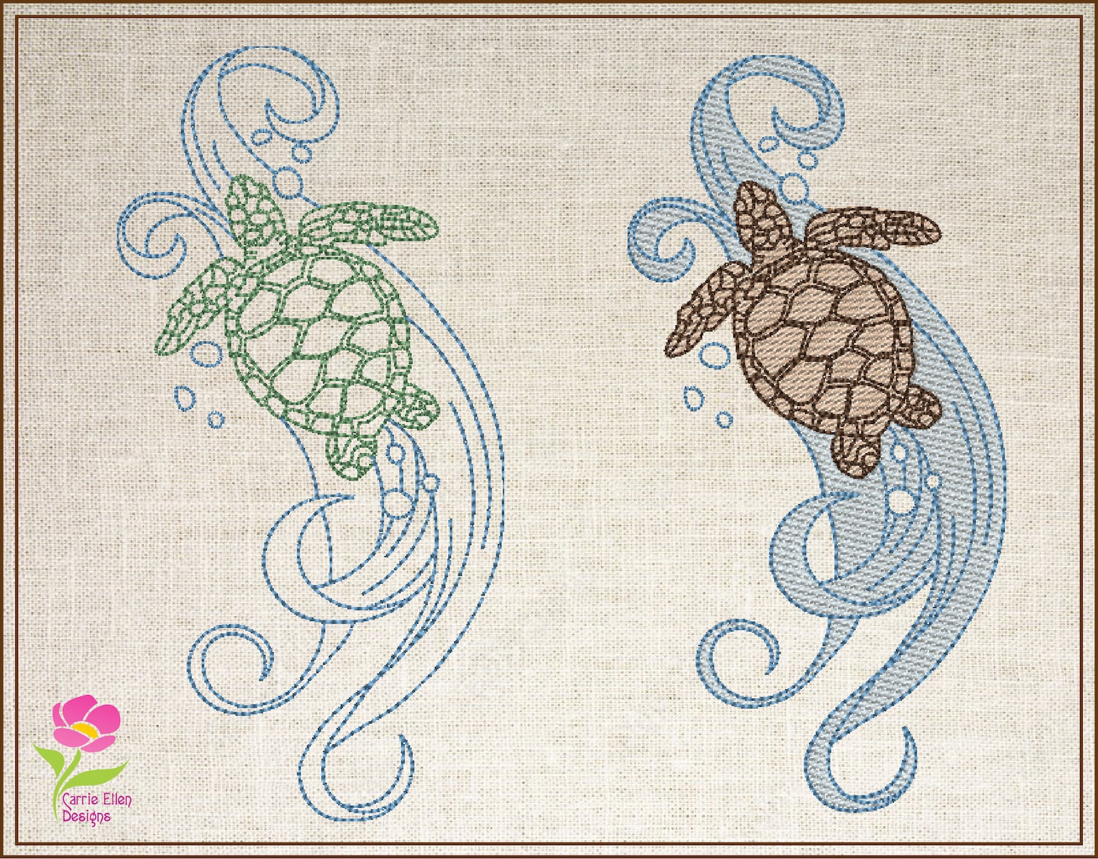 Sea Turtle Machine Embroidery Design, Animal Embroidery, Ocean Tortoise ...