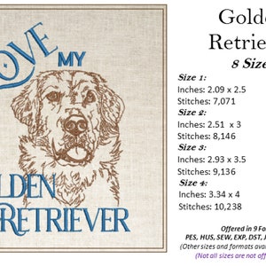 Golden Retriever Machine Embroidery Design. Pet Dog Embroidery, I Love ...