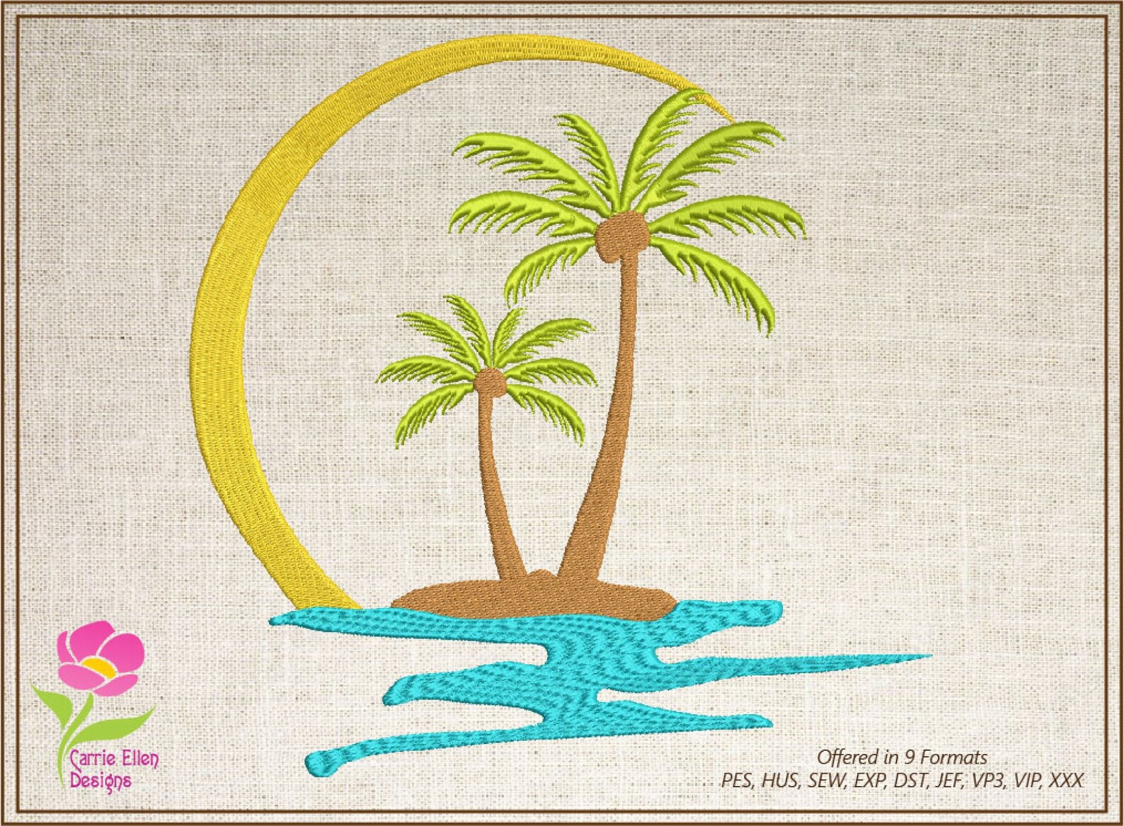 Tropical Island Machine Embroidery Design Bundle Palm Tree - Etsy