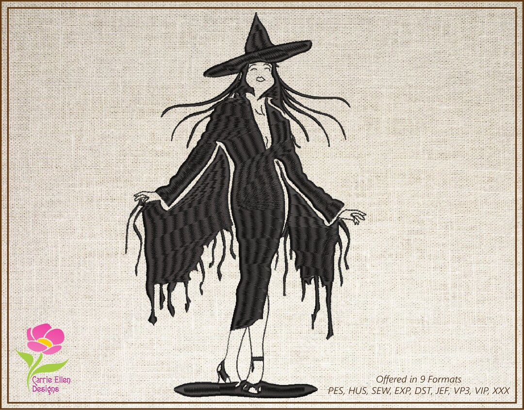 Sexy Witch Machine Embroidery Design, Halloween Embroidery Design ...