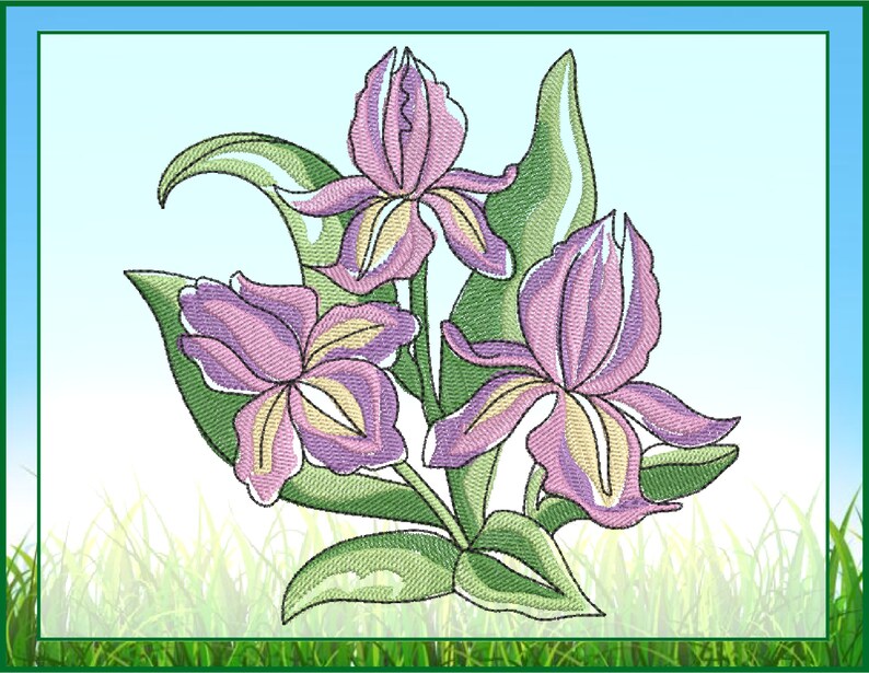 Iris Machine Embroidery Design, Iris Flower Design, Lilac and Purple ...
