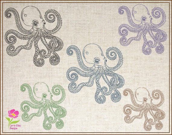 Octopus Machine Embroidery Design File Marine Animal | Etsy