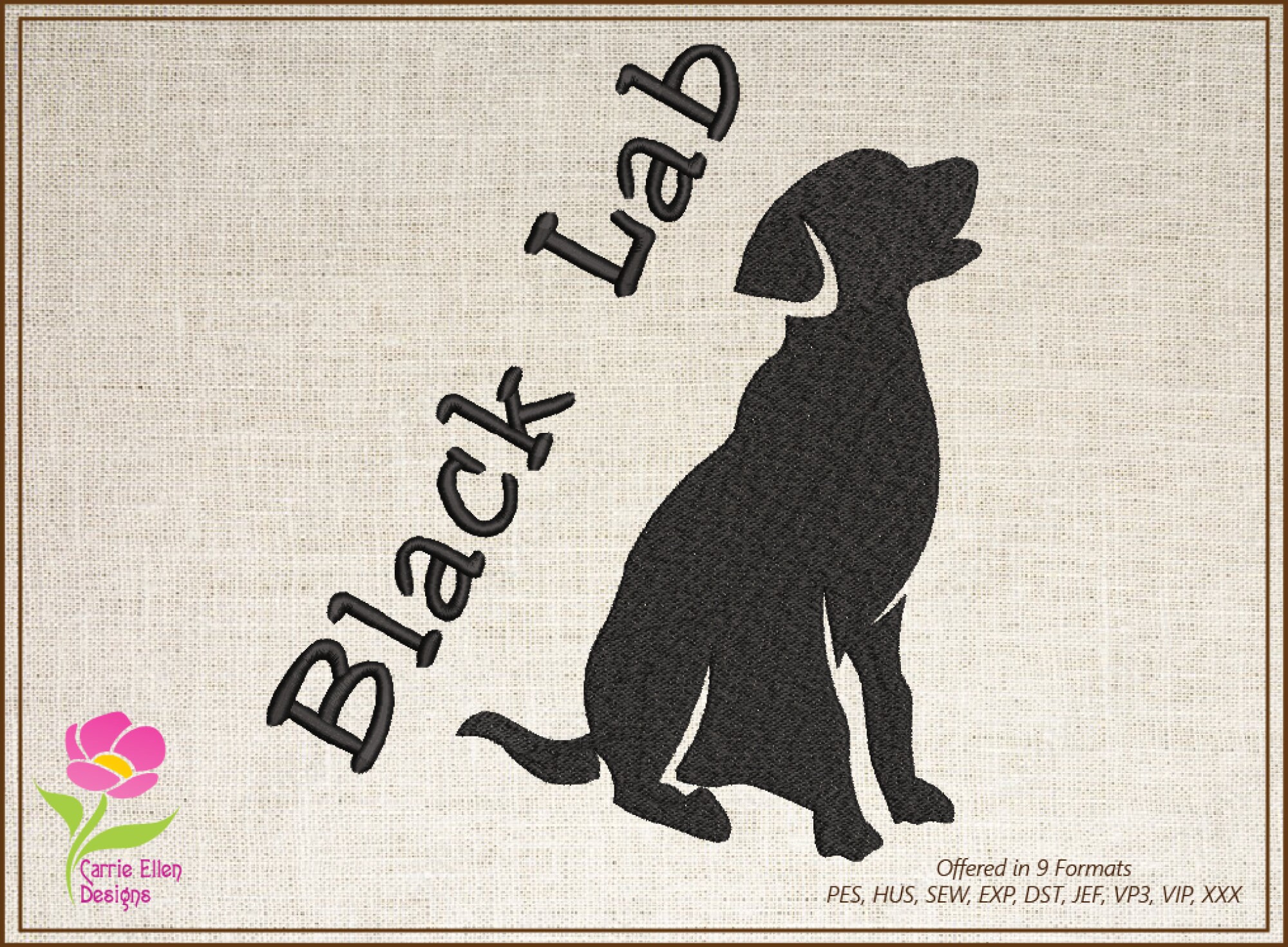 Black Lab Machine Embroidery Design Labrador Retriever Dog | Etsy