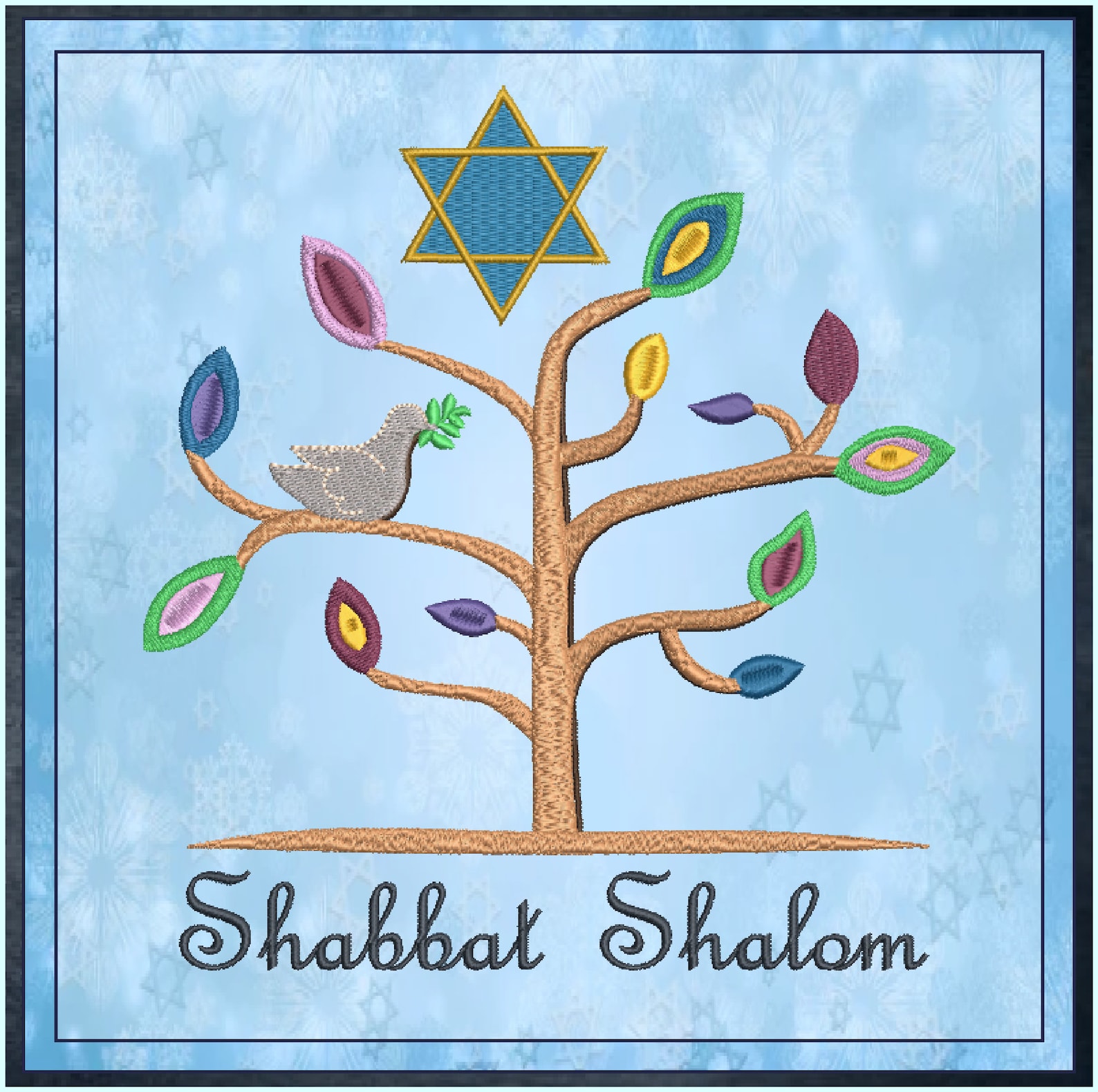 Shabbat Shalom Tree Machine Embroidery Design Tree of Life - Etsy