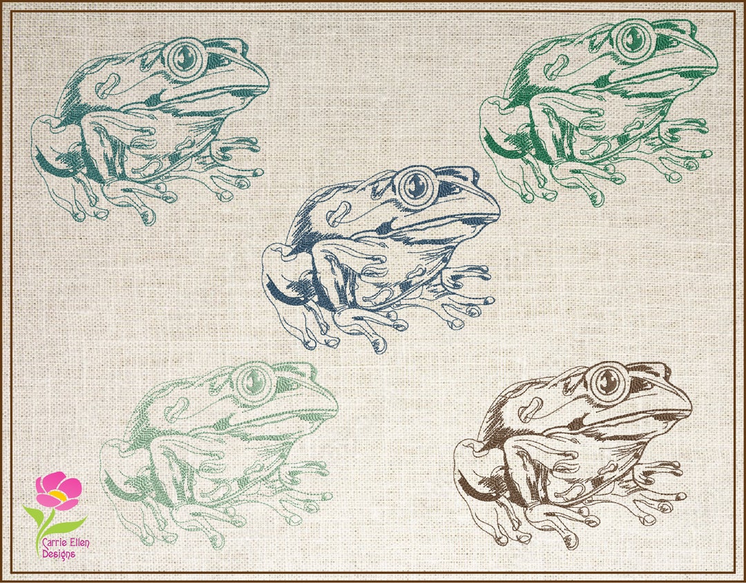 Frog Machine Embroidery Design, Toad Machine Embroidery Design, Redwork ...
