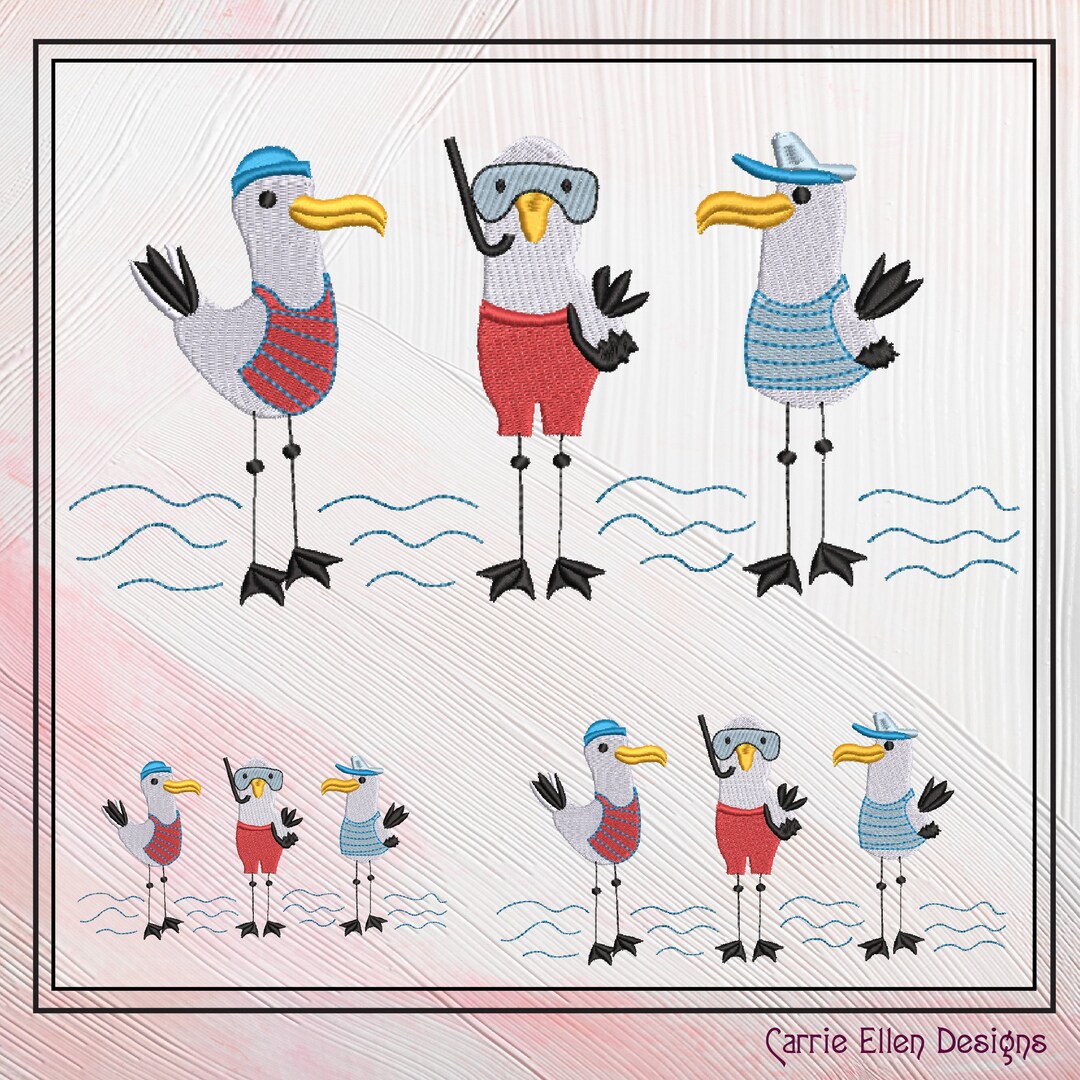 Seagull Machine Embroidery Design, Pirate Birds Embroidery Pattern ...