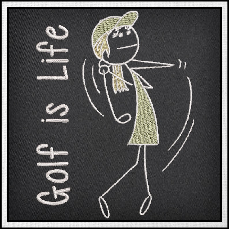 Lady Golfer Machine Embroidery Design, Golf is Life Female Golfer Stick ...
