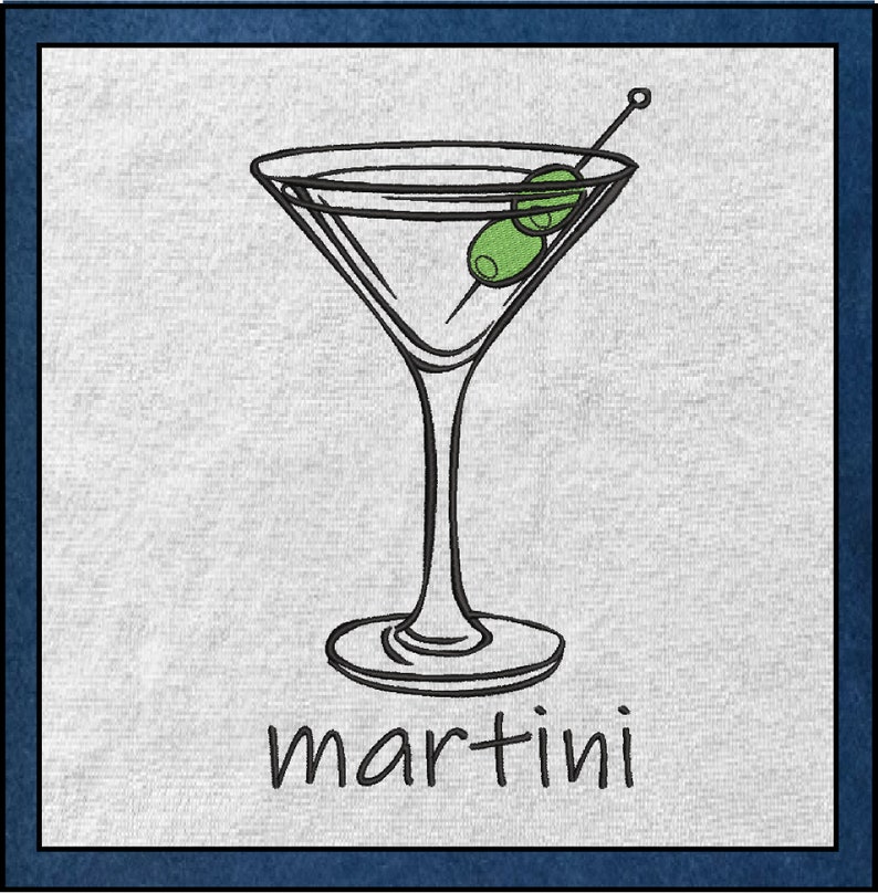 Martini Machine Embroidery Design Martini With Olives - Etsy