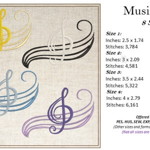 Musical Chord Machine Embroidery Design, Music Note Embroidery, Music ...