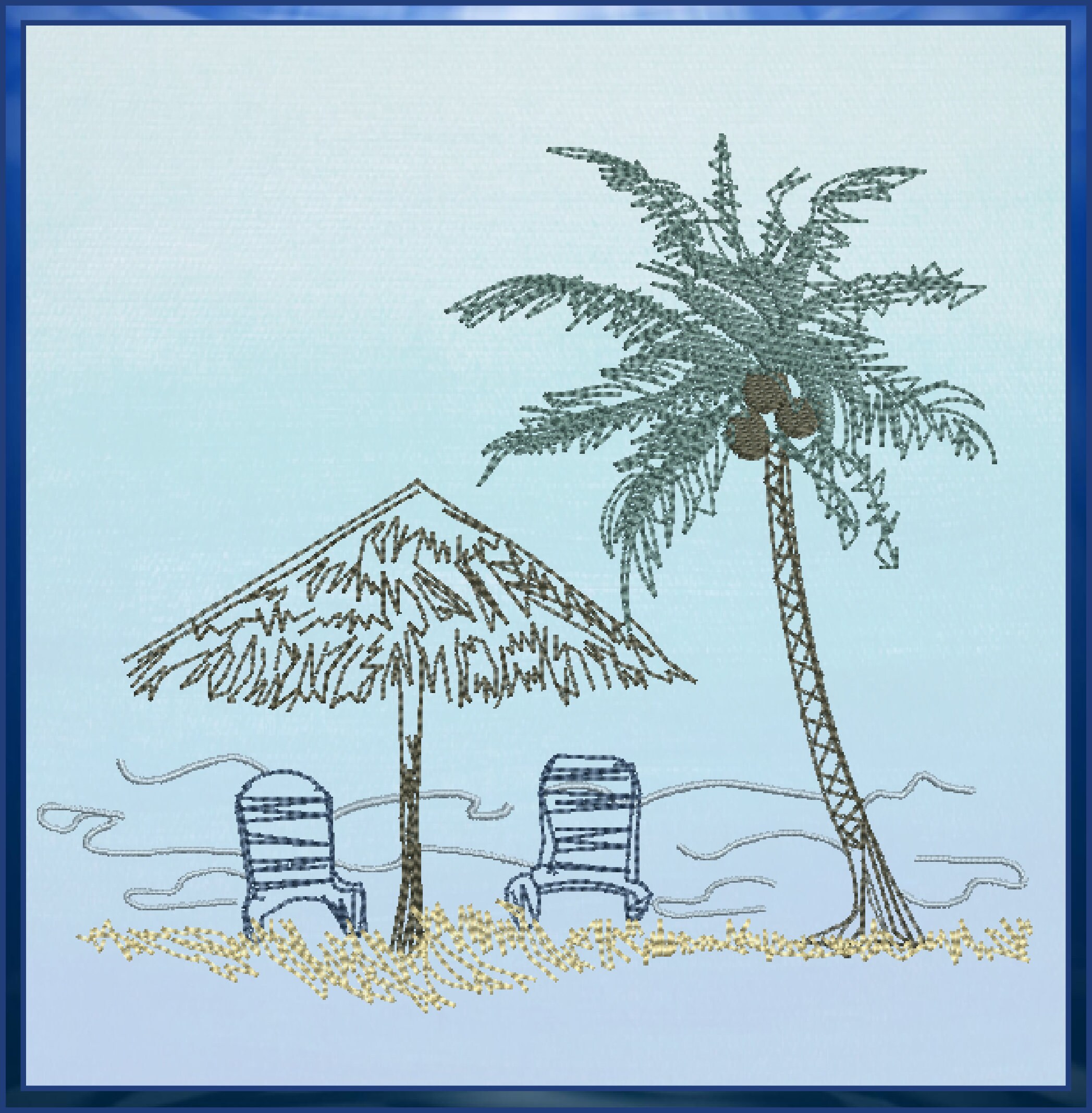 Beach Scene Machine Embroidery Design Summer Embroidery - Etsy UK