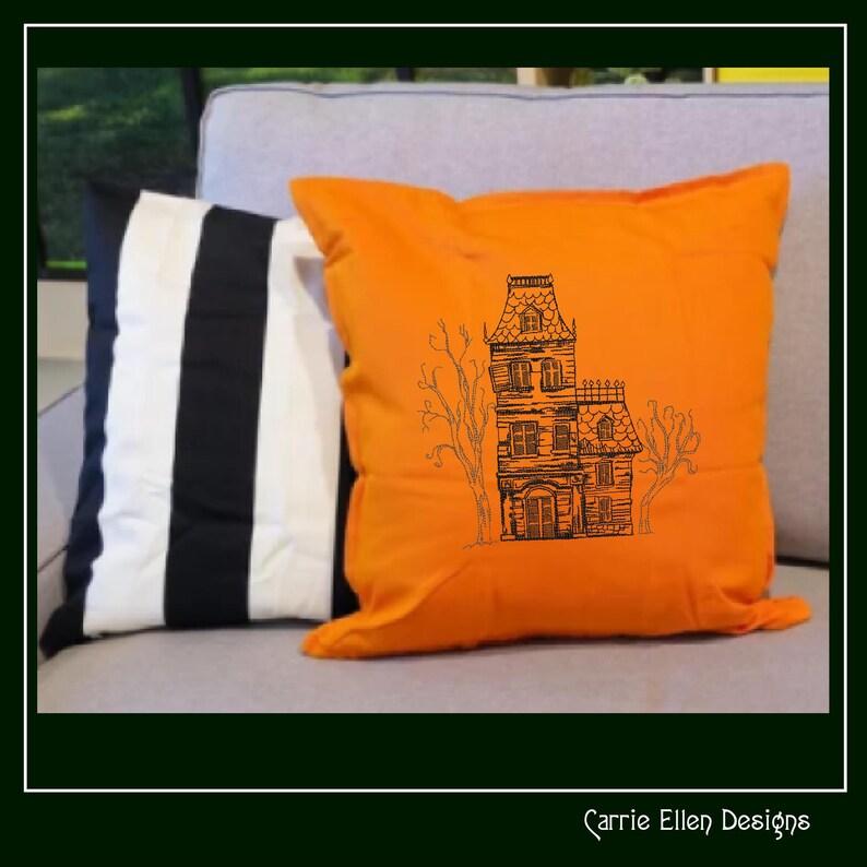 Haunted House Machine Embroidery Design, Halloween Embroidery Design ...