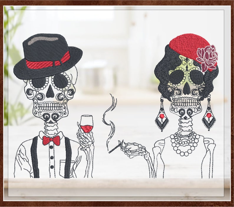 Sugar Skull Couple Machine Embroidery Design Bundle, Day of the Dead ...