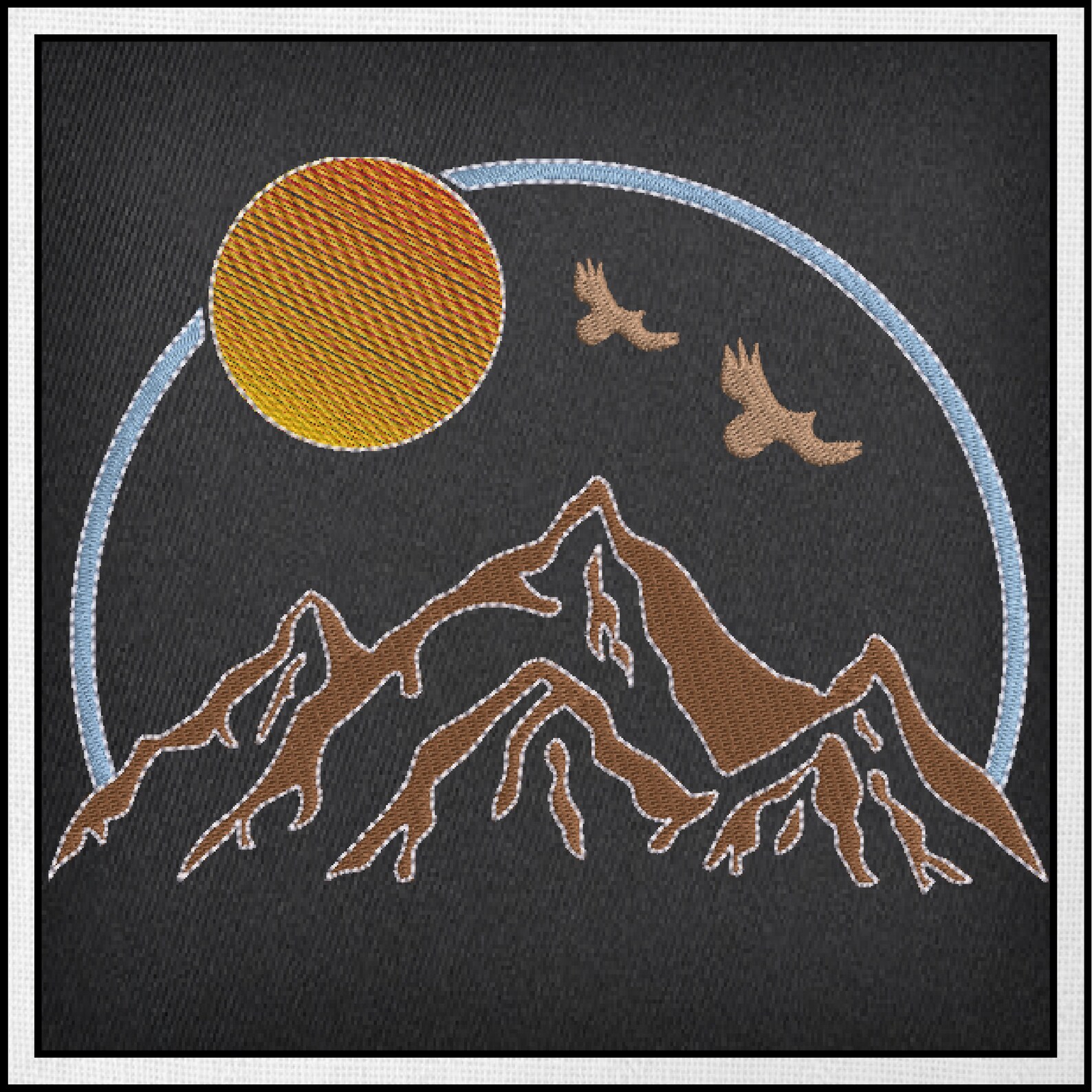 Mountain View Machine Embroidery Design Sunrise Sunset | Etsy