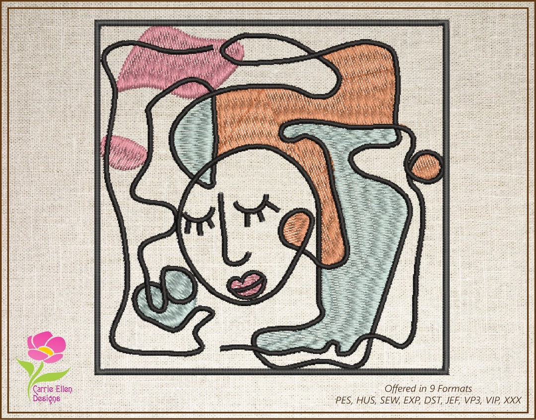 Woman Face Machine Embroidery Design, Fine Art Machine Embroidery ...